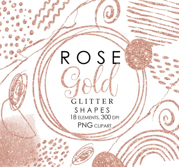 Rose Gold Glitter Shapes Rose Gold Strokes Clipart Rose Gold | Etsy