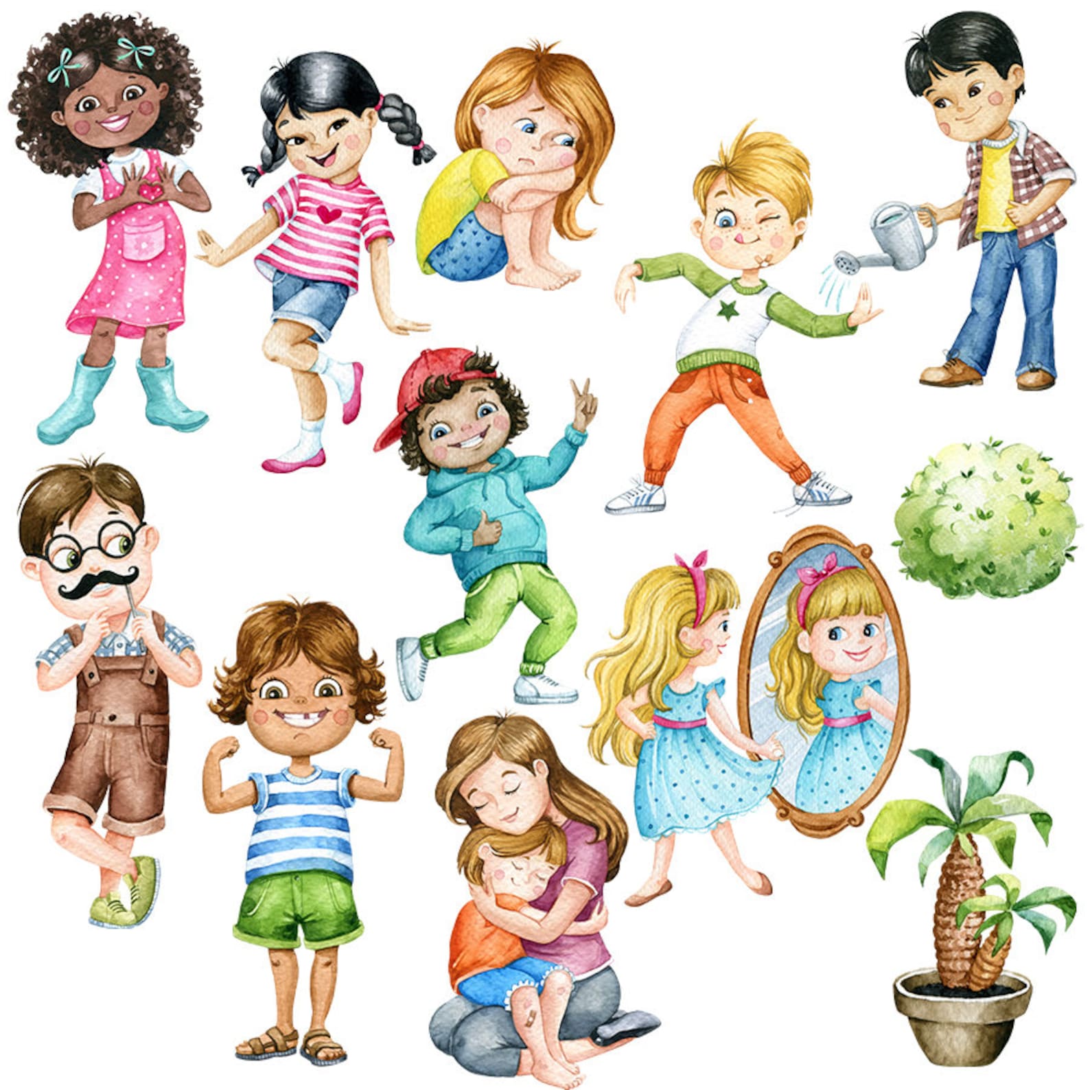 Happy Kids Clipart Different Kids Clipart Children Emotions - Etsy