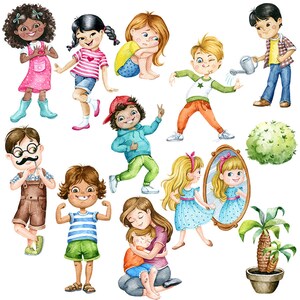 Happy Kids Clipart, Different Kids Clipart, Children Emotions Clipart ...