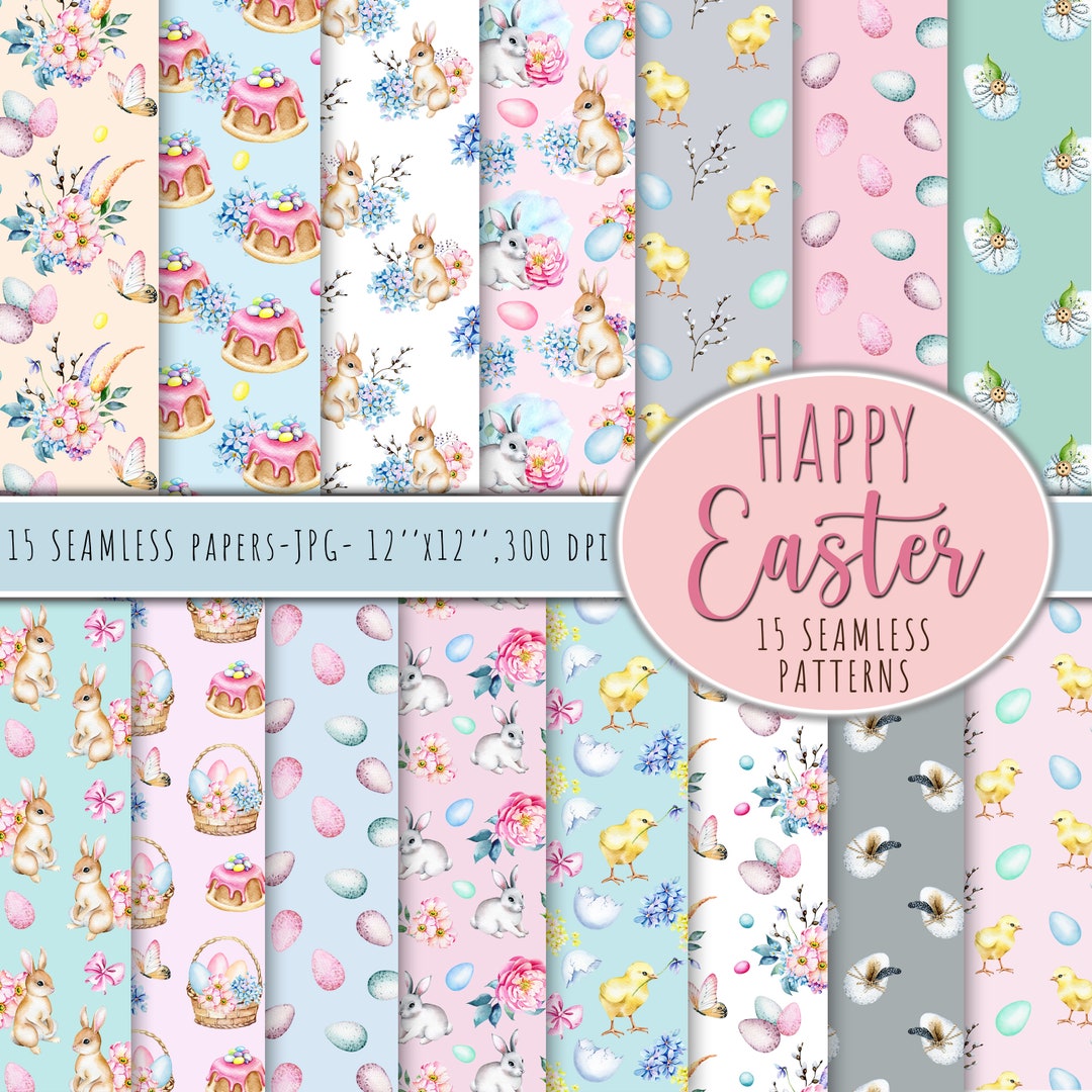 Seamless Watercolor Easter Papers, Easter Seamless Digital Paper ...