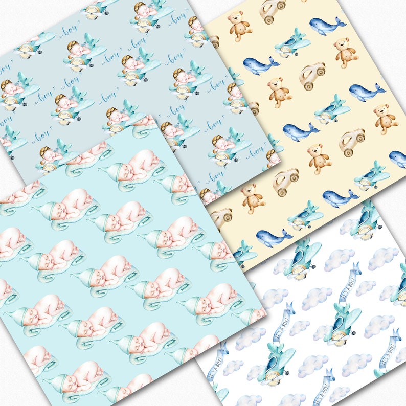 It's a Boy Watercolor Seamless Patternsbaby Boy Seamless - Etsy
