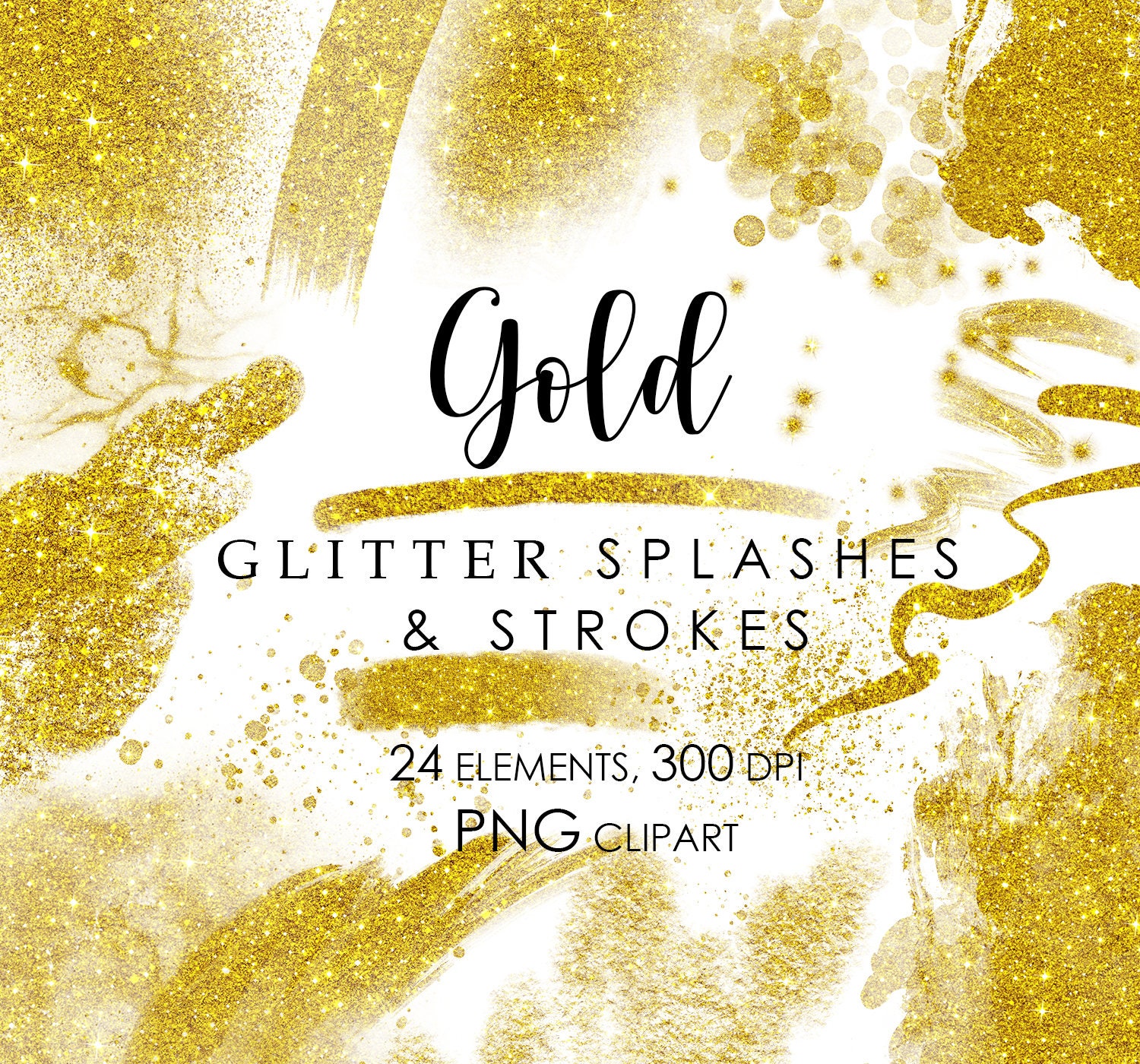 Gold Glitter Splashes and Strokes Gold Splatter Clipart Gold - Etsy UK