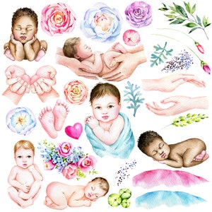 Cute Newborn Baby Clipart, Welcome Baby, Birthday Baby Shower ...