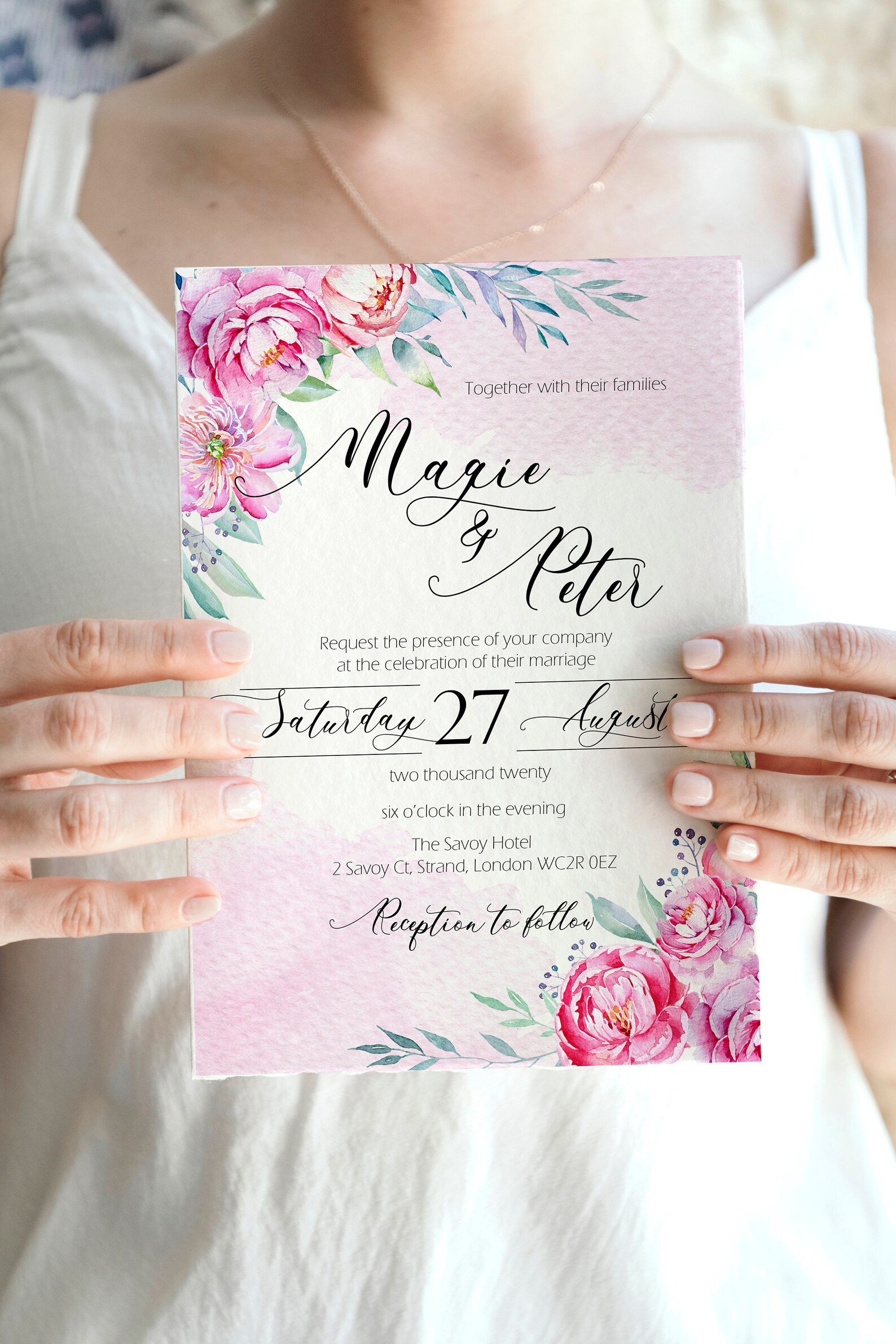 Peony Wedding Invitation Setpink Wedding | Etsy