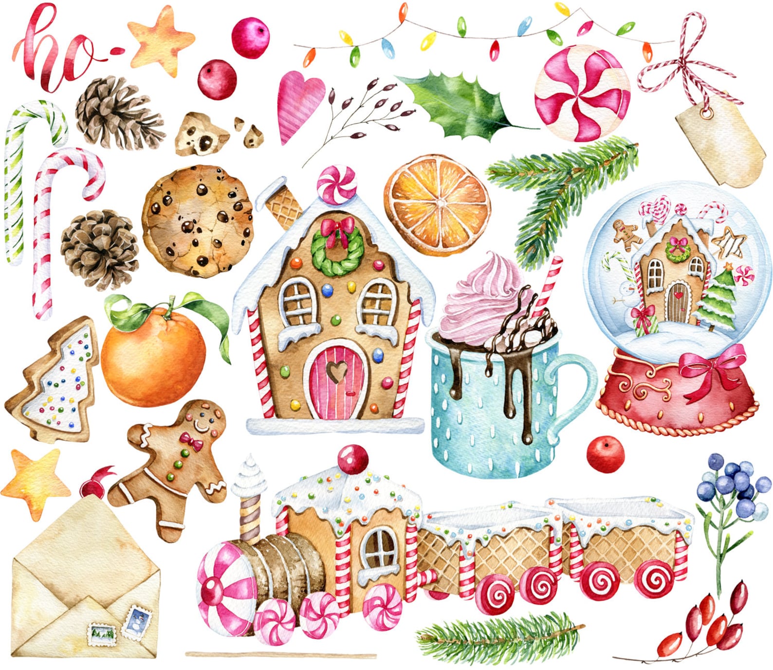 Watercolor Christmas Gingerbreads Clipart christmas - Etsy UK