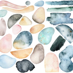 Abstract Watercolor Shapes,gold Strokes and Shapes,watercolor Circles ...