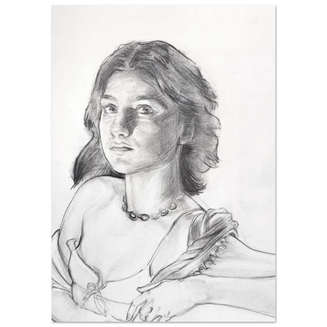 Portrait of Sarah Print After Original Drawing by Constantin Eugen ...