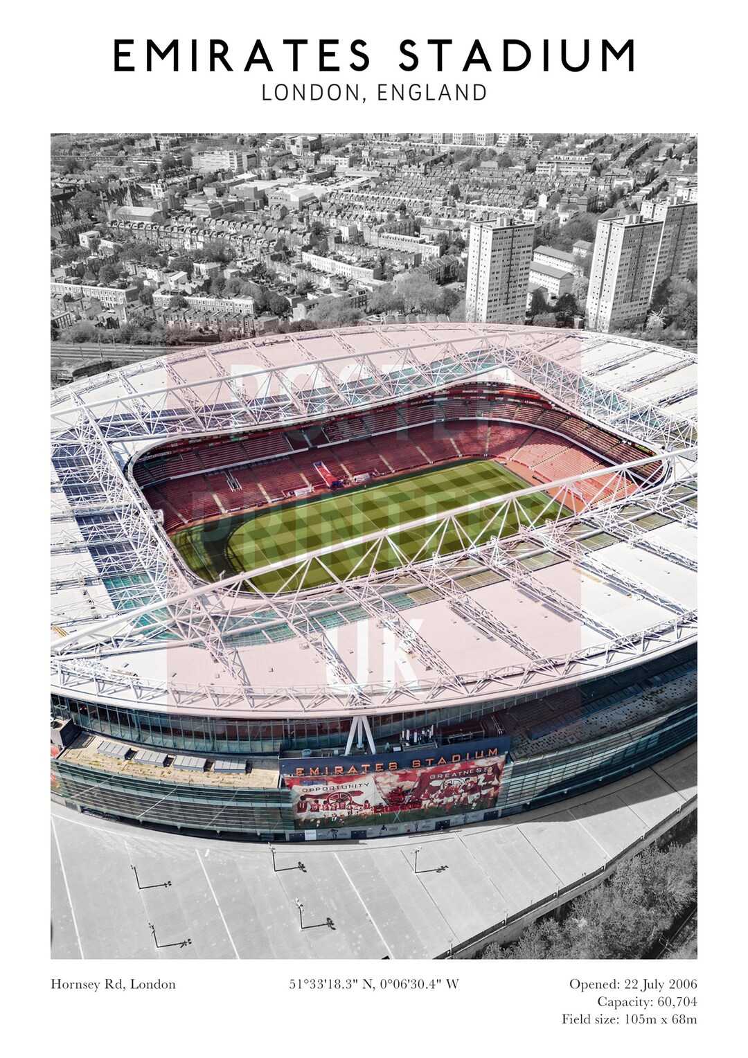 Emirates Stadium Print | Arsenal Typography Poster - Etsy