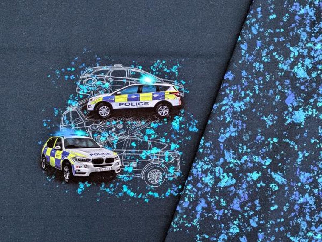 Eigenproduktion French Terry Panel Polizei Verkehr Blau ca. 65 x 165 Stoff - Etsy.de
