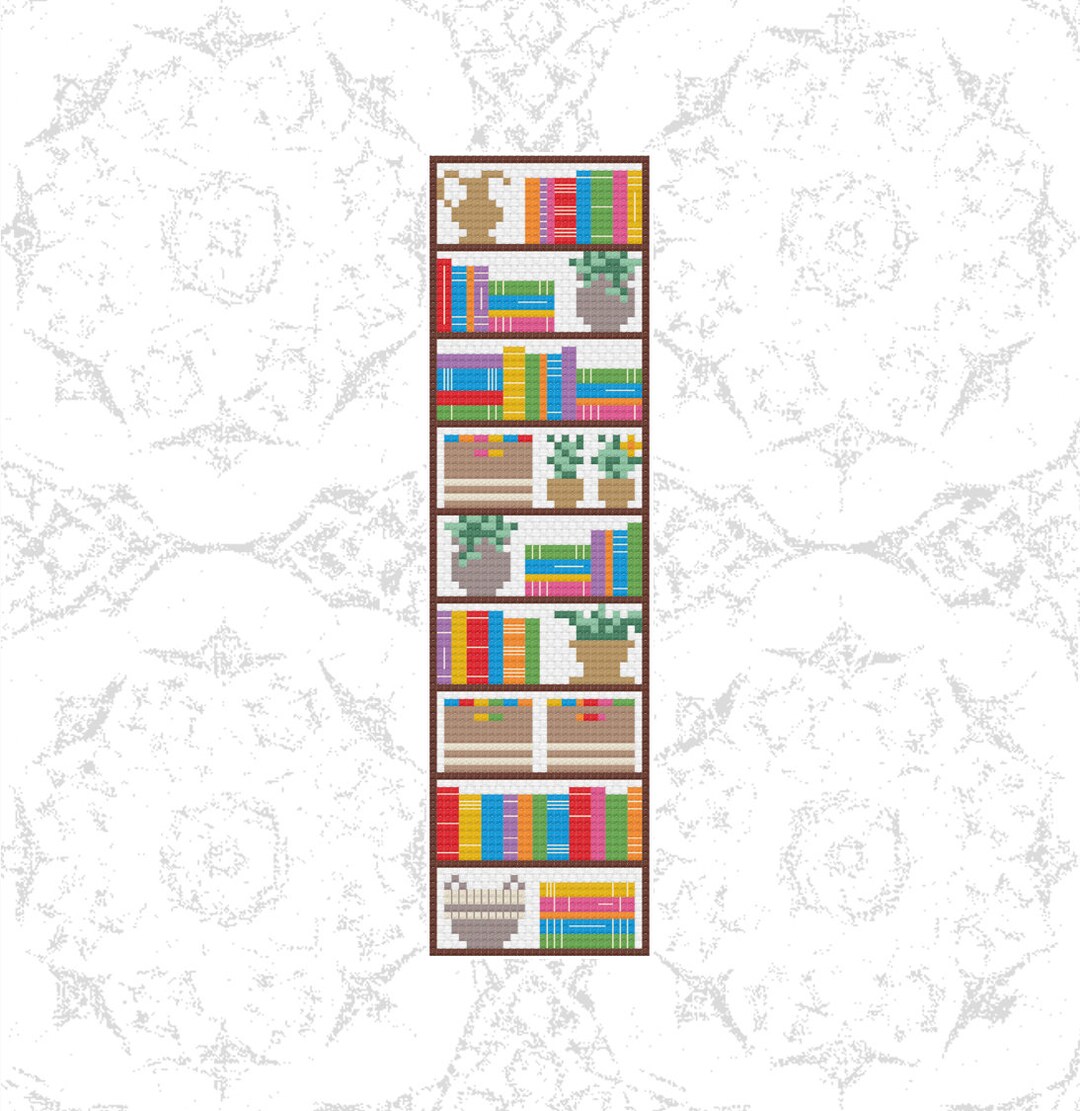 Bookshelf Bookmark Cross Stitch Pattern PDF Download Art Traditonal ...