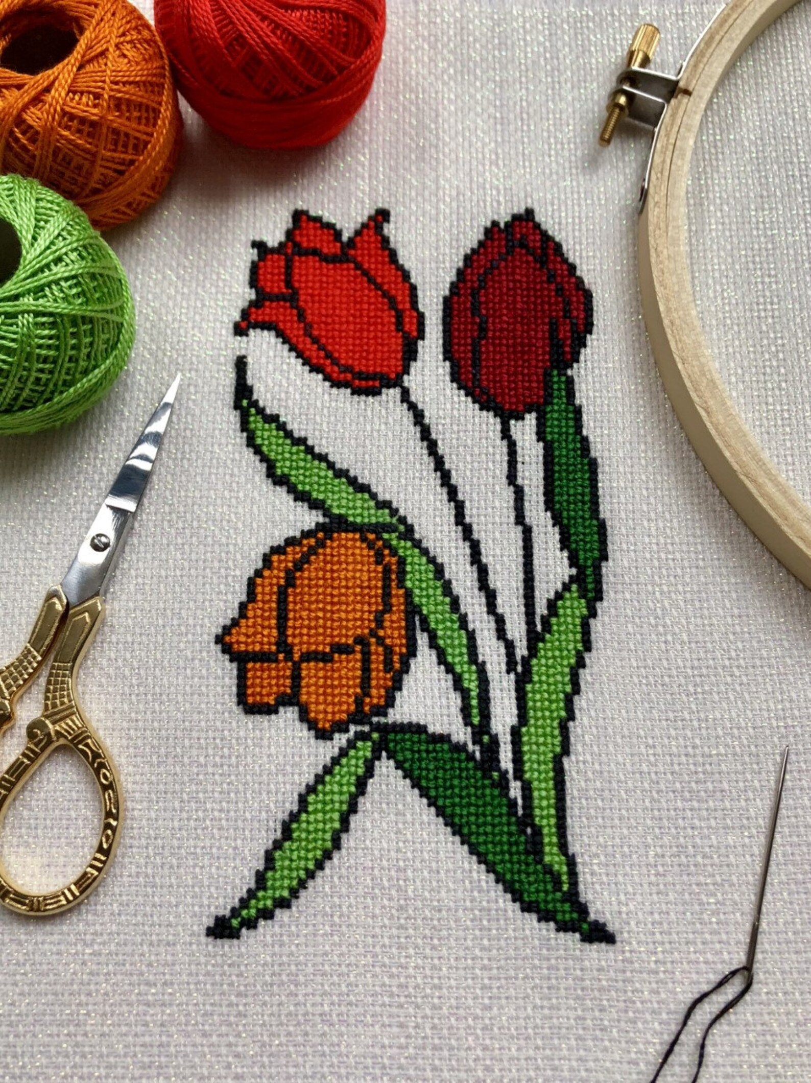 Tulip Cross Stitch Pattern PDF Download Printable Flower Art Floral ...