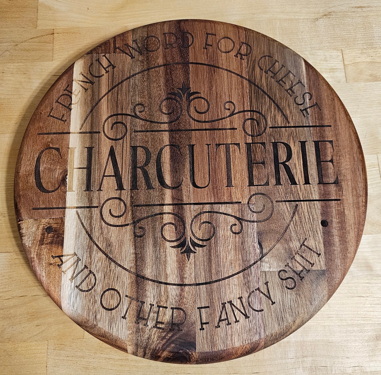 Funny, Custom Laser Engraved Acacia 12 Round Charcuterie Board - Etsy