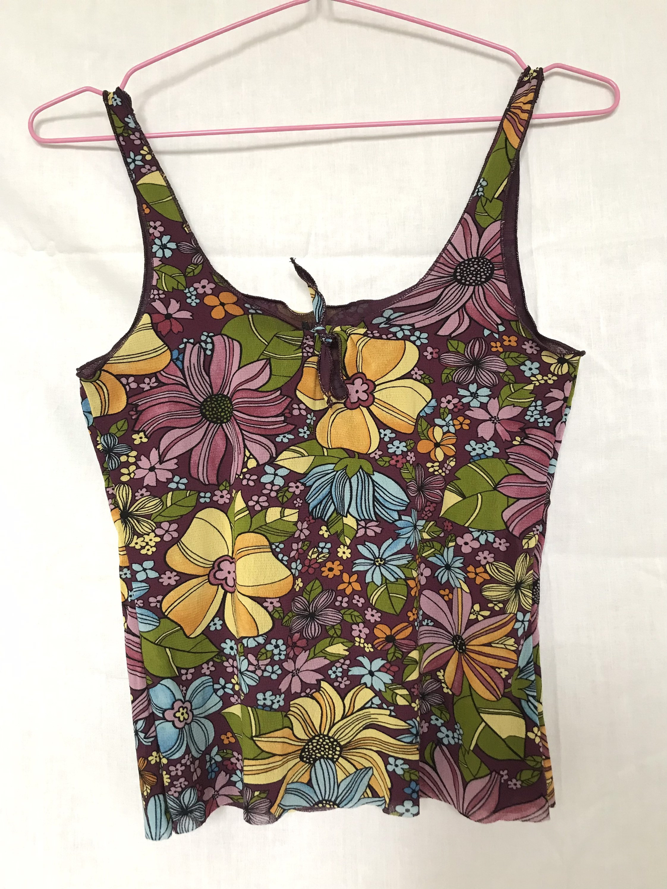 Vintage 90s Floral Mesh Tank Top 70s Hippie Style | Etsy