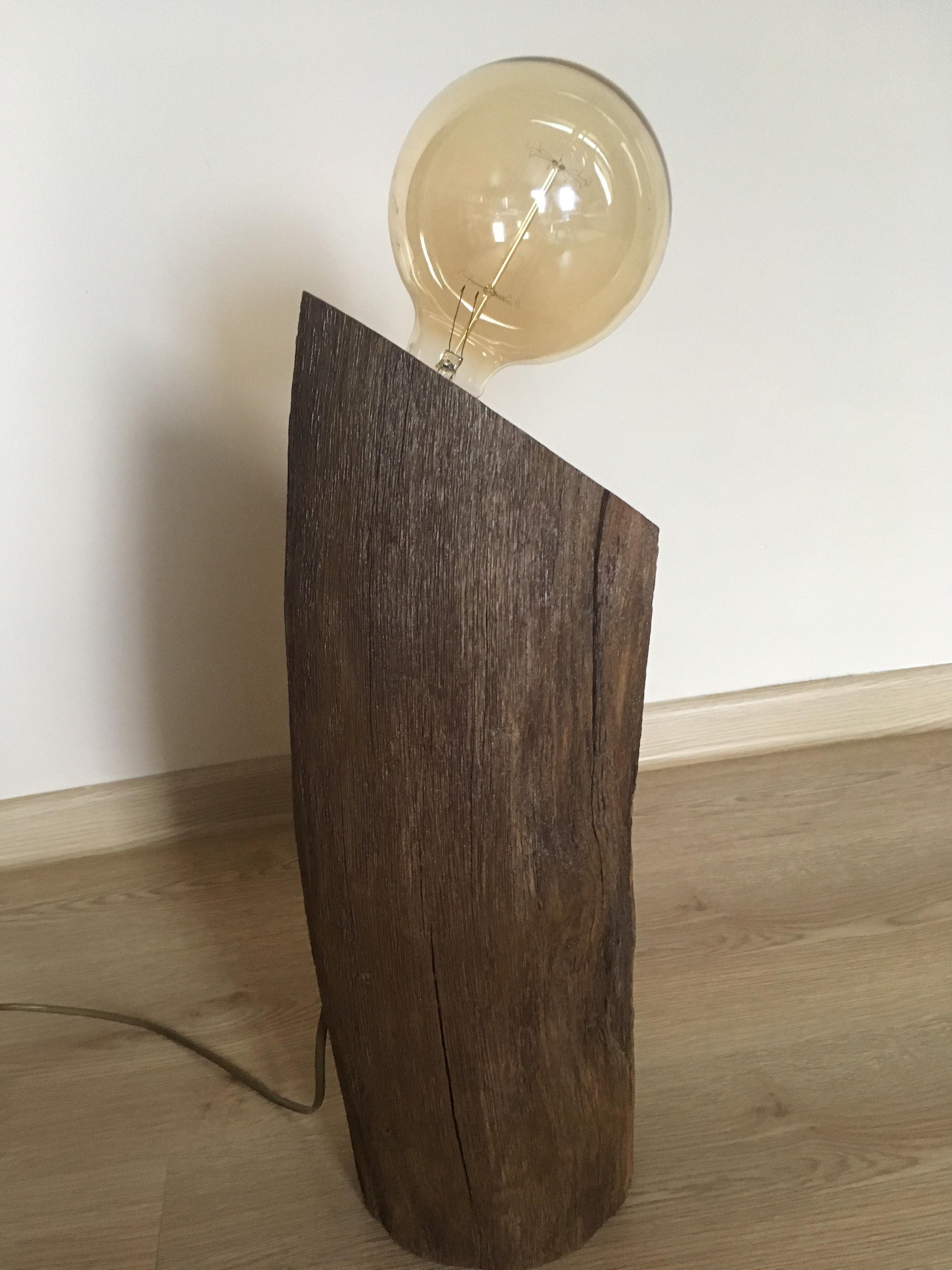 Reclaimed Wooden Lamp Robinia Wood Edison Light Bulb Floor - Etsy