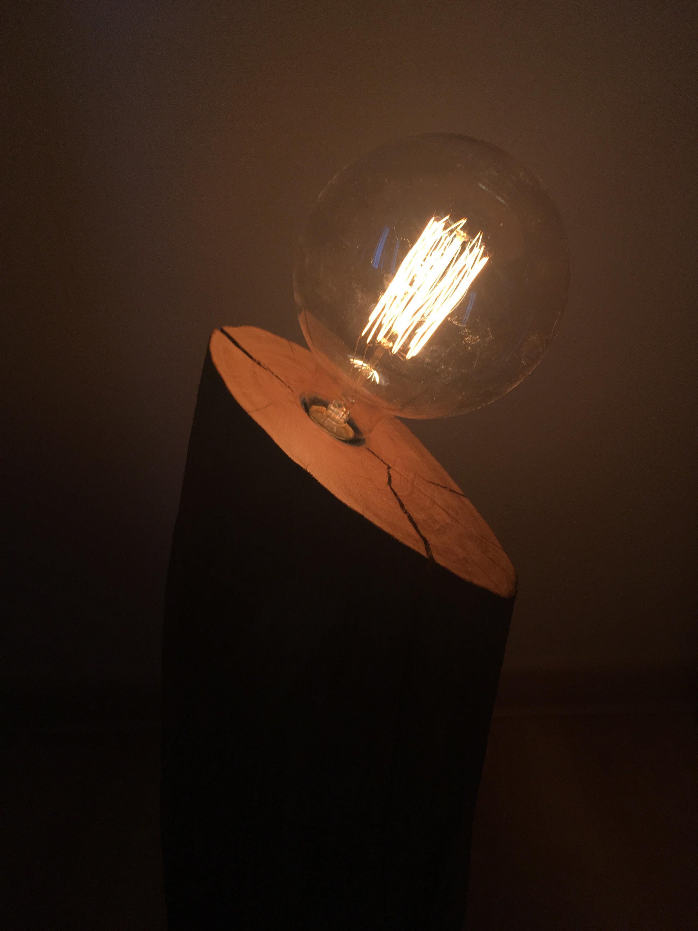 Reclaimed Wooden Lamp Robinia Wood Edison Light Bulb Floor - Etsy