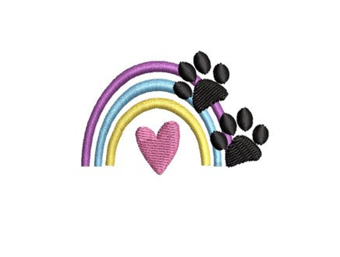 Rainbow Paws Embroidery Design Small Paw Print Pawprint Machine ...