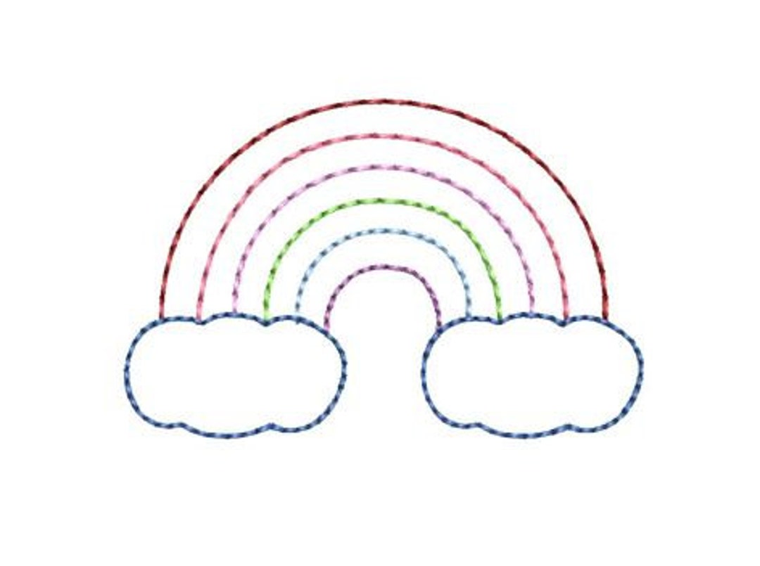 Rainbow Sketch Embroidery Design Mini Small Quick Stitch Boho Clouds ...