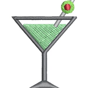 Martini Embroidery Design Mini Cocktail Embroidery, Olive Small Machine ...