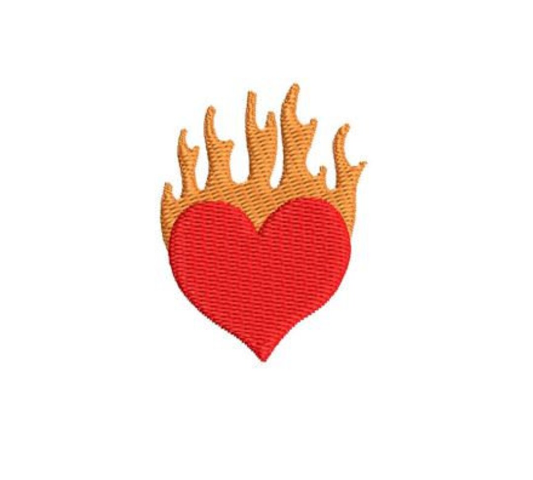 Heart on Fire Embroidery Design Mini Small Heart Machine Embroidery ...