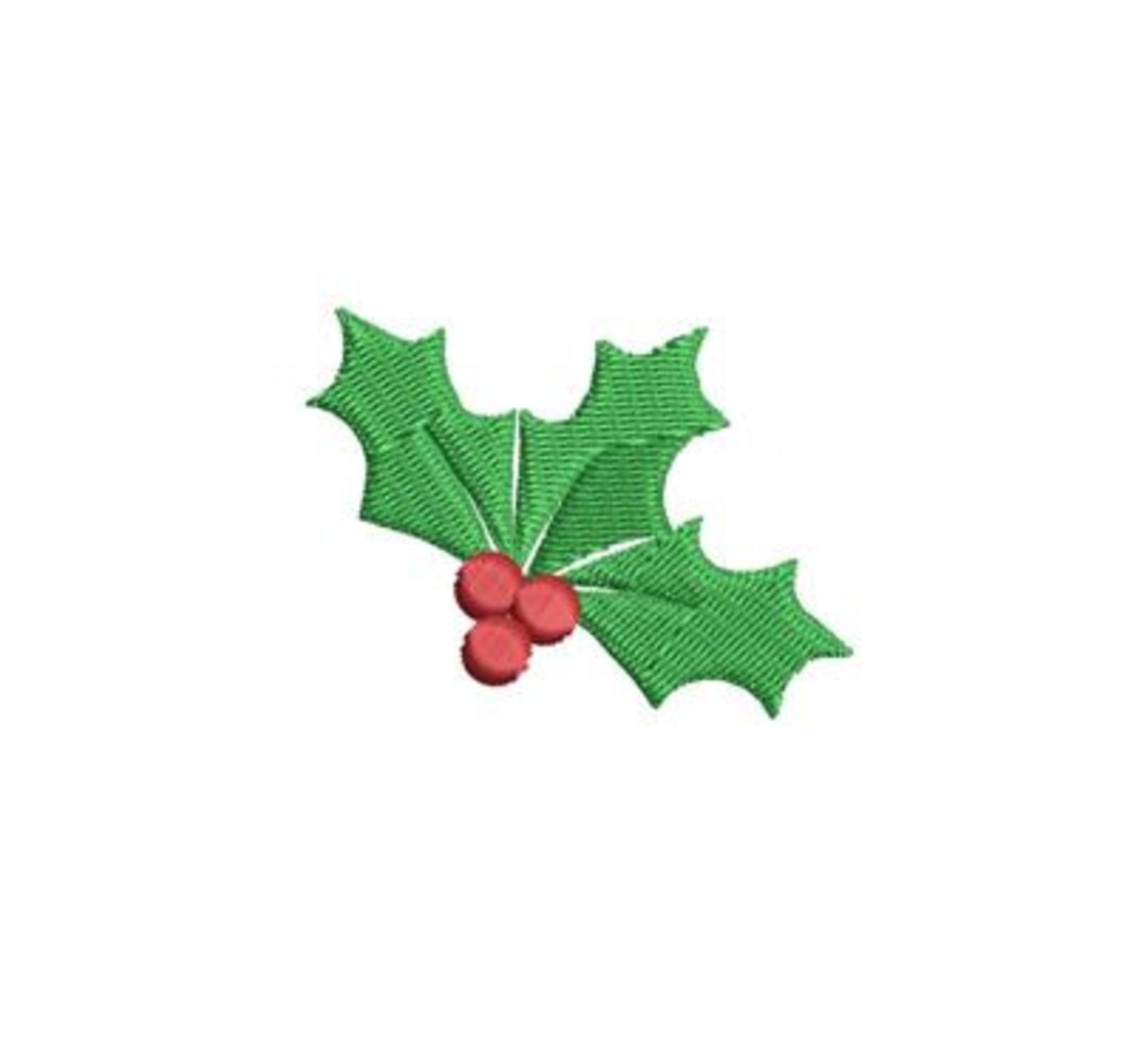 Christmas Holly Embroidery Design Small Xmas Machine Embroidery Pattern ...