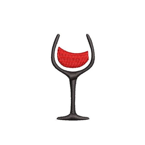 Stylized Wine Glass Machine Embroidery Design - Etsy