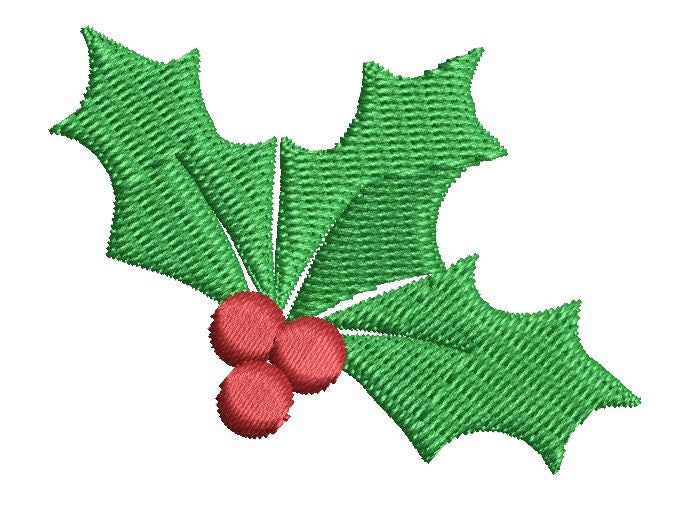Christmas Holly Embroidery Design Small Xmas Machine - Etsy