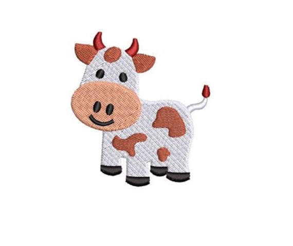 Cow Embroidery Design Small Cute Farm Animal Baby Machine - Etsy