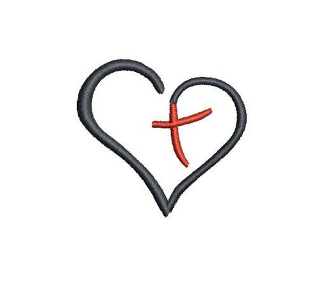 Cross Heart Embroidery Design Mini Small Heart Cross Machine Embroidery ...