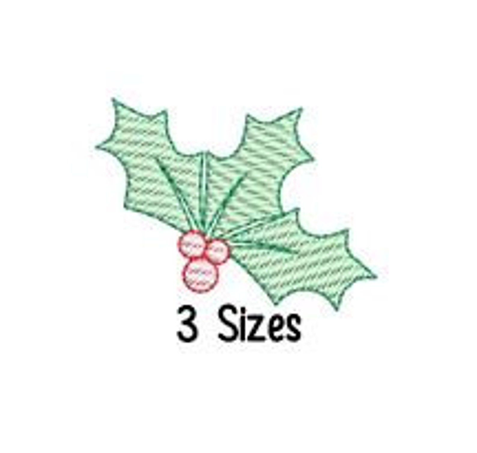 Holly Sketch Embroidery Design Mini Small Christmas Quick Stitch ...