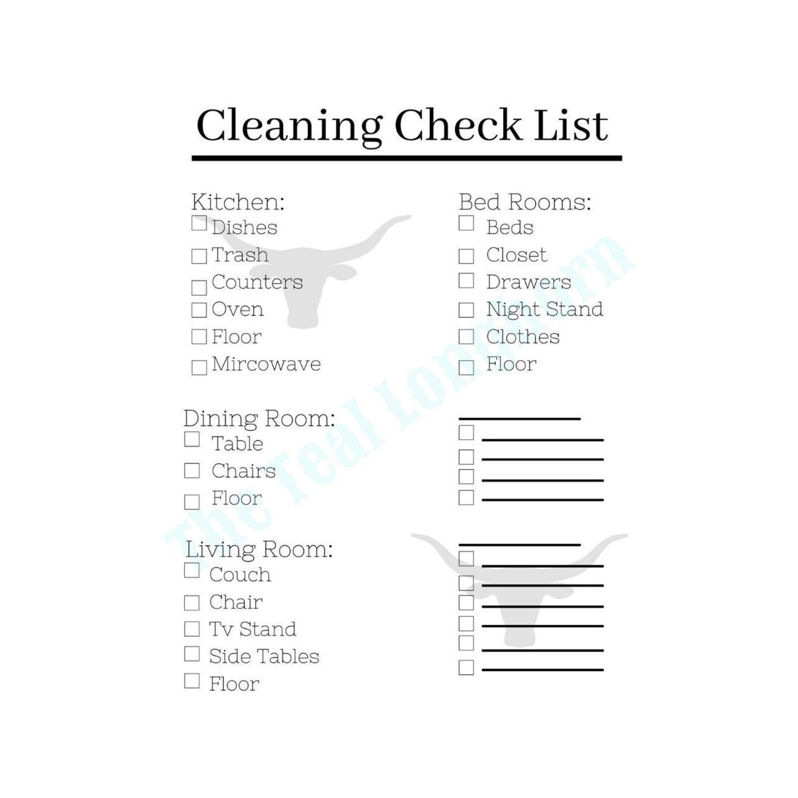 Printable Simple House Cleaning Checklist - Printable Basic House ...