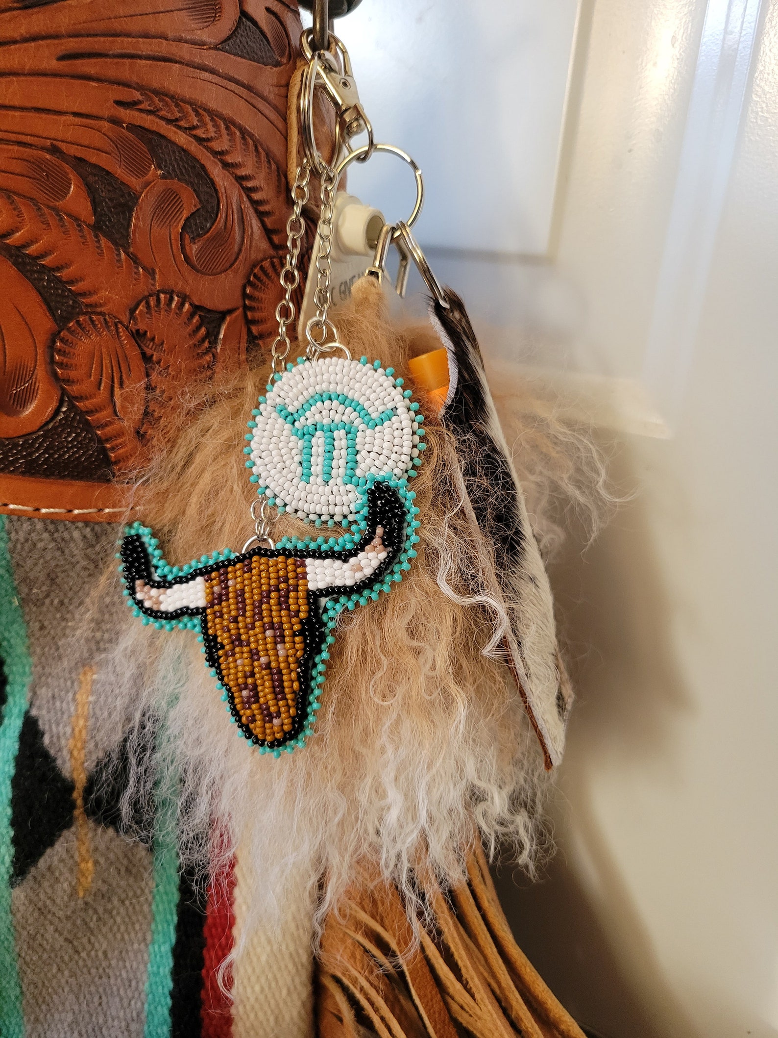 Cow Hide Chapstick Holder Chapstick Holder Cow Hide Keychain Western ...