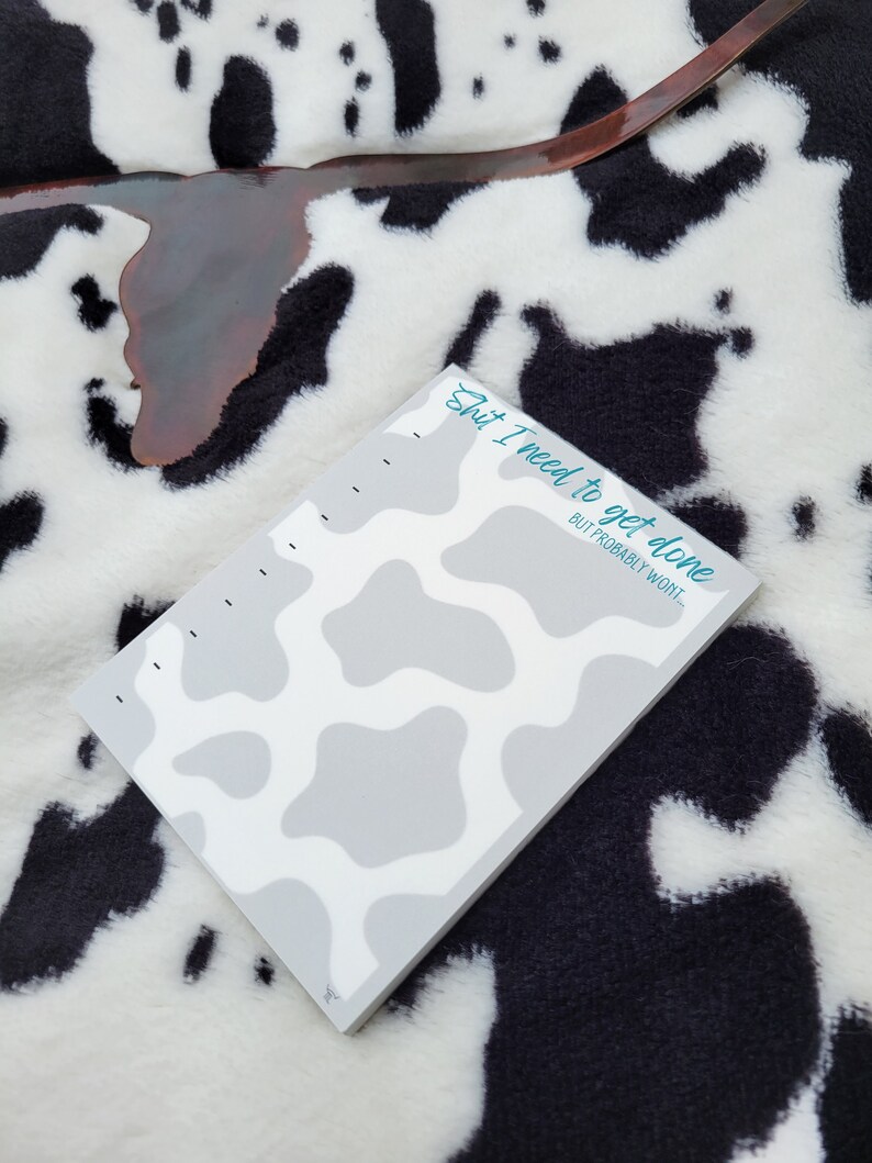 Western Sticky Notes - Cow Print Note Pad - Cow Note Pad - Get Shit ...