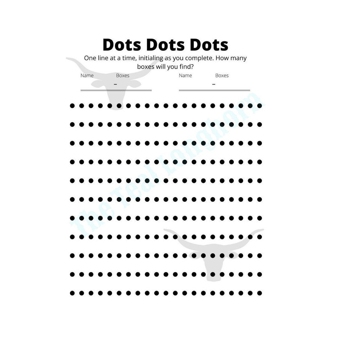 Printable Dots Game Printable Travel Dots Game Printable Etsy