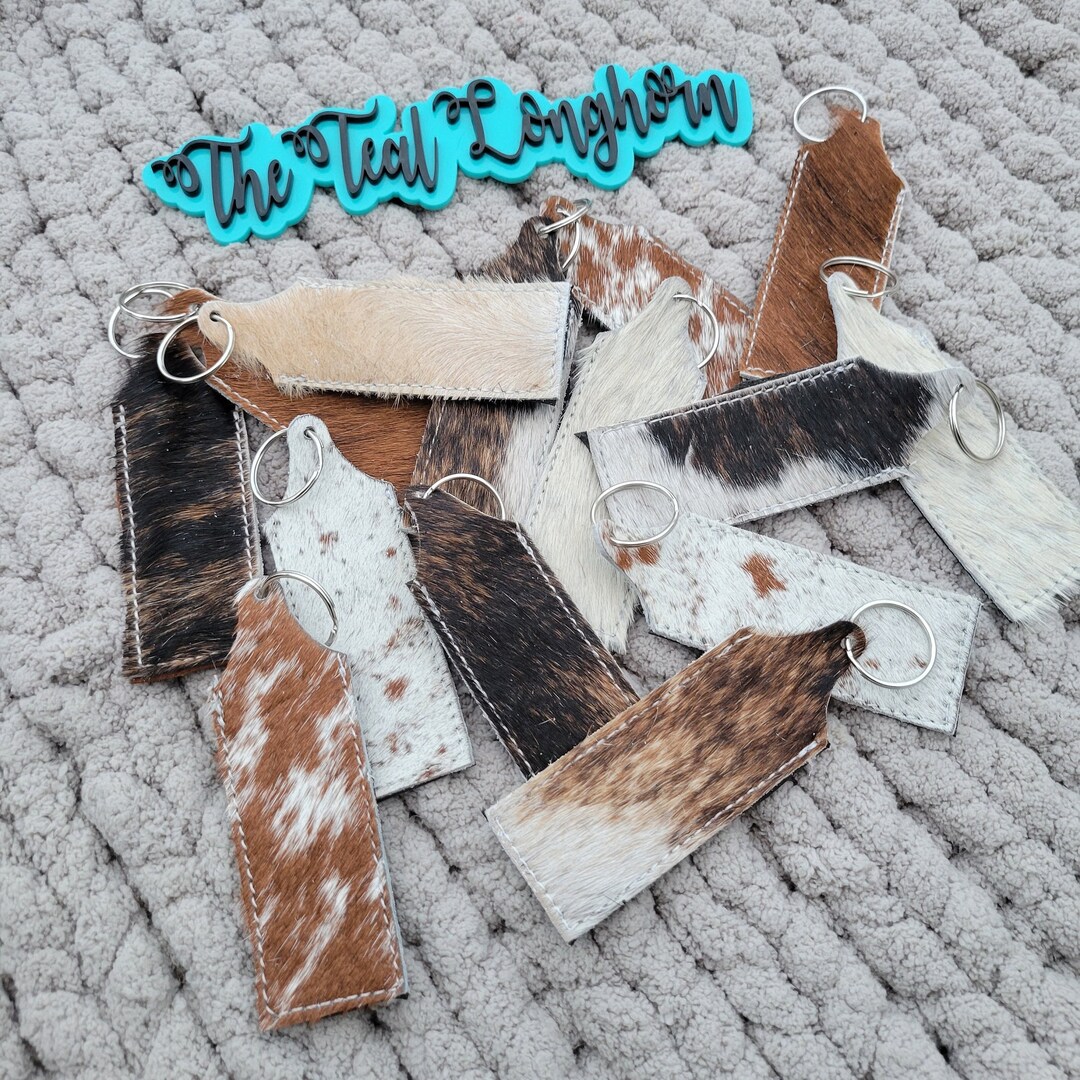 Cow Hide Chapstick Holder Chapstick Holder Cow Hide Keychain Western ...