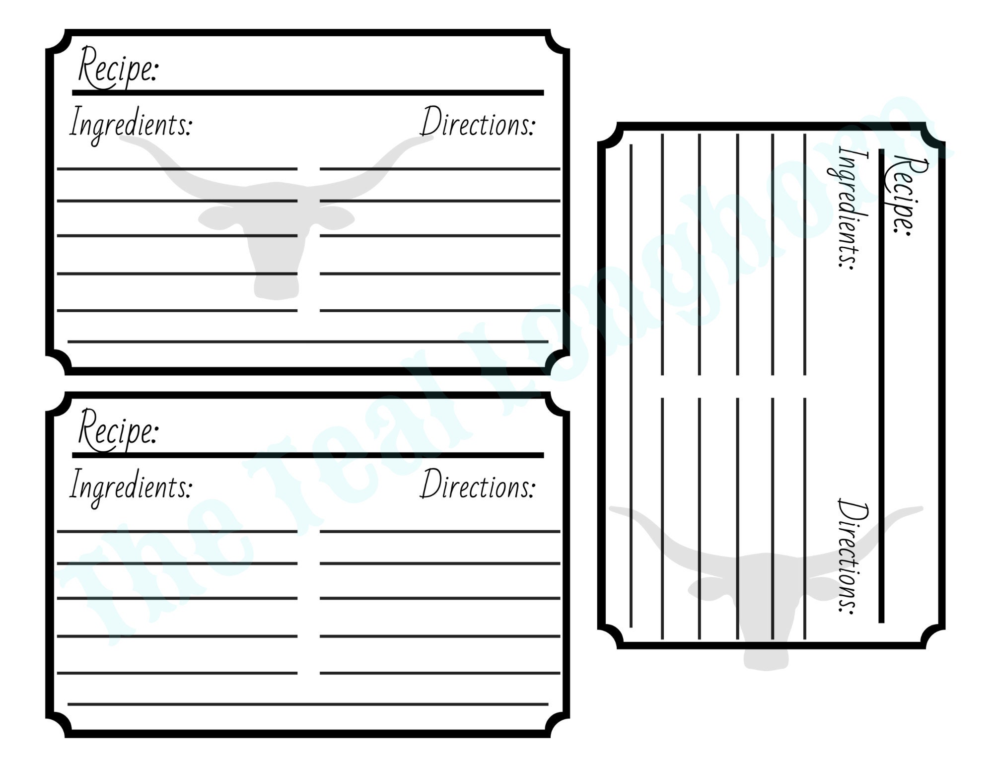 Printable Simple Recipe Card Basic Printable Recipe Card - Etsy