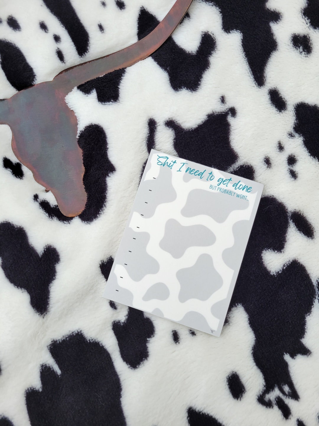 Western Sticky Notes - Cow Print Note Pad - Cow Note Pad - Get Shit ...