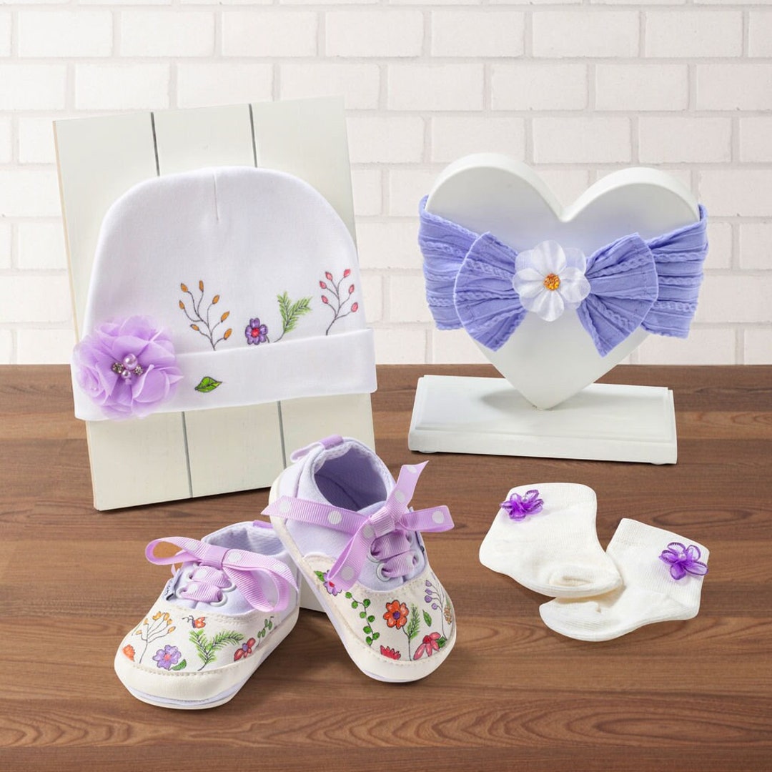 Handpainted Wildflower Baby Shoes & Gift Set, Custom and Original ...