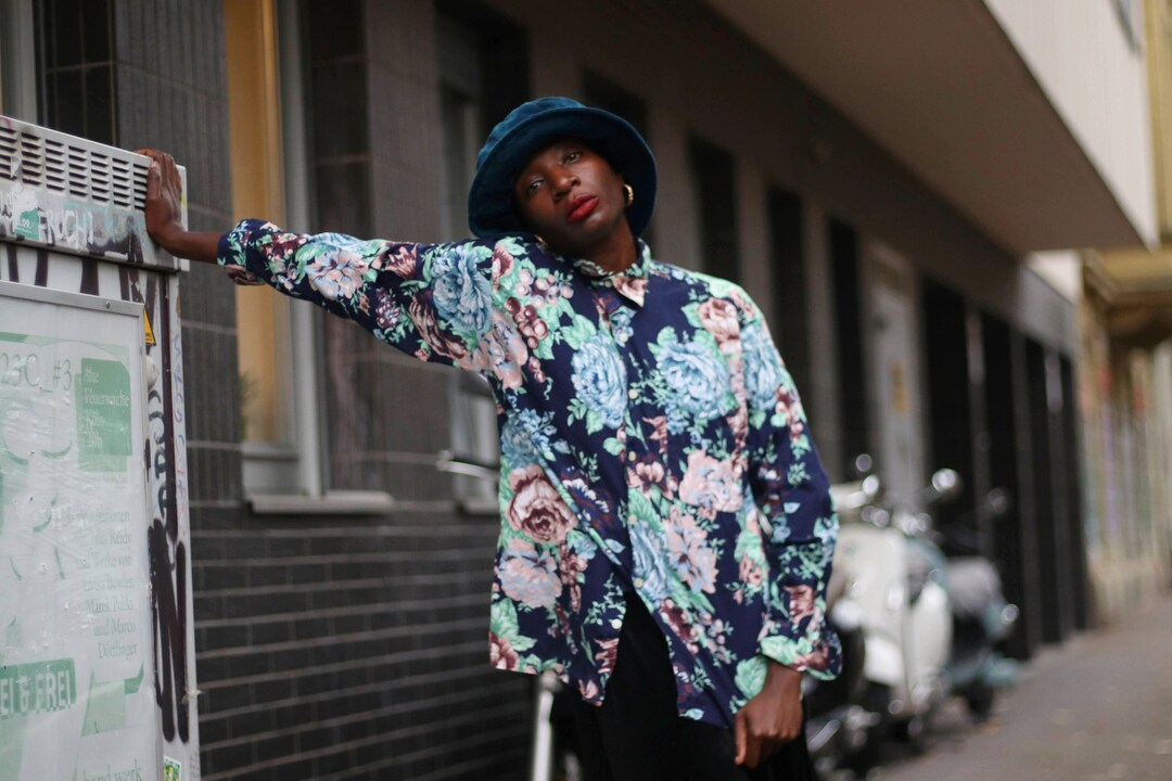 90s Naf Naf Blouse Vintage Blue Floral Blouse Crazy Pattern Shirt ...