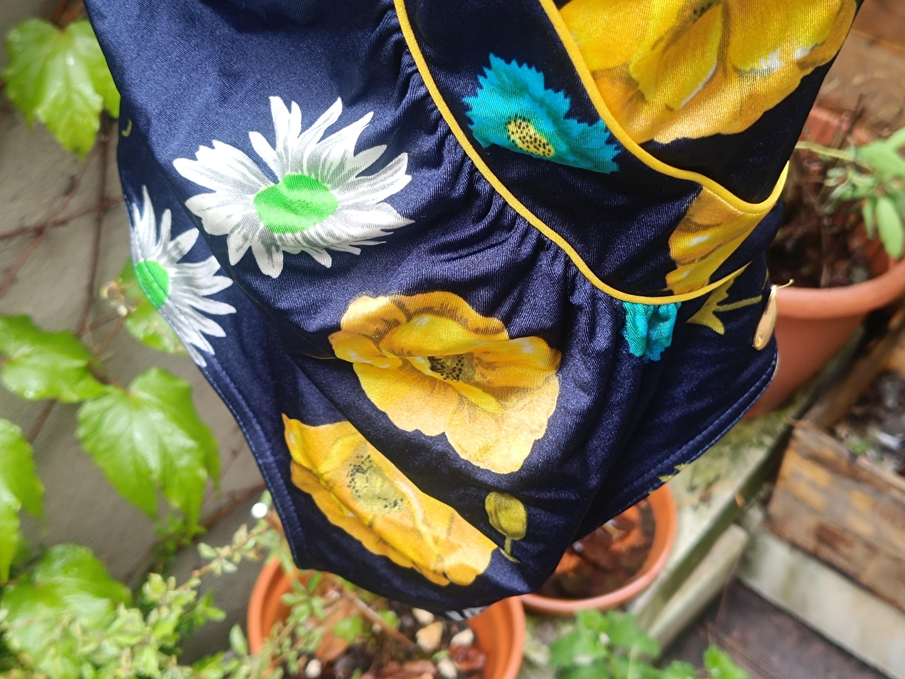 Vintage Blue Floral Swimsuit: 80s Goldfish One-piece - DE42 C Cup - Etsy