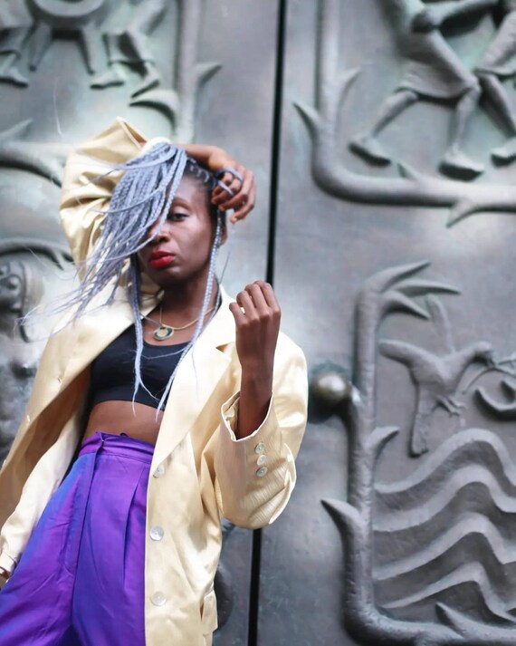 Vintage Jean Perré blazer| 90s gold colored classic b… - Gem