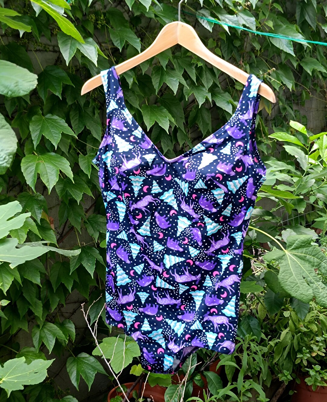 70s Floral Print Swimming Suit Vintage Quirky Print One Piece Beachwear ...