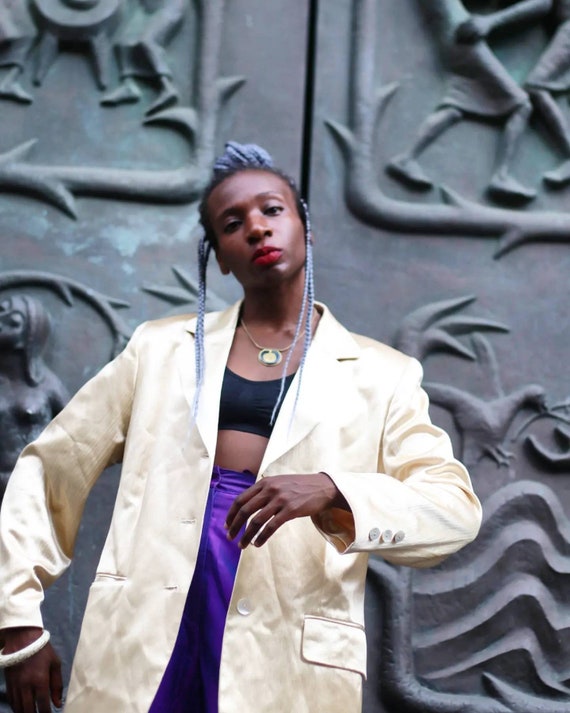 Vintage Jean Perré blazer| 90s gold colored classic b… - Gem