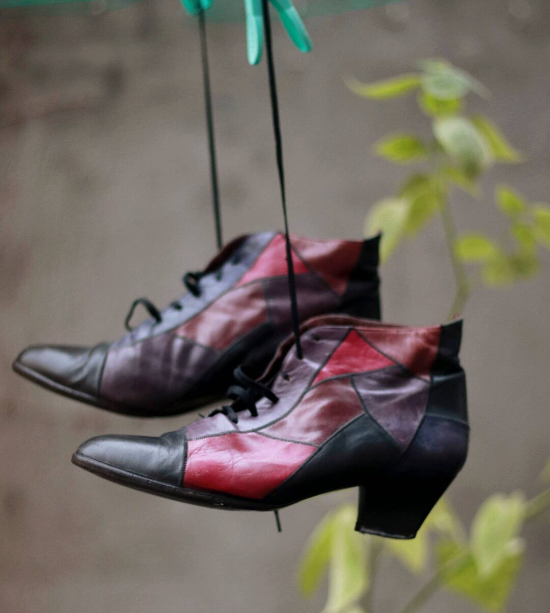 Vintage Patchwork Leather Boots 80s Multi Colored Ankle Boots - Etsy