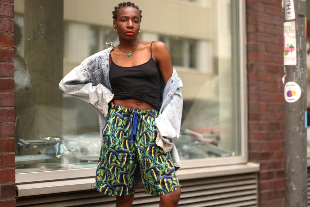 90s Green Jorts| Vintage Bold Print Summer Jorts| Maximalist Women's ...