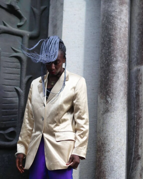 Vintage Jean Perré blazer| 90s gold colored classic b… - Gem