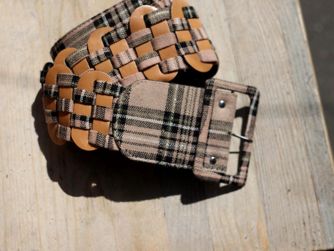 Y2k Checkered Waist Belt| Vintage Feminine Brown Belt| Brown Plaid Belt ...