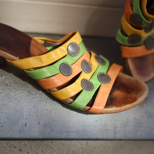 Vintage Andrea Sabatini Leather Sandals: 80s Italian Colorful Slip-ins ...