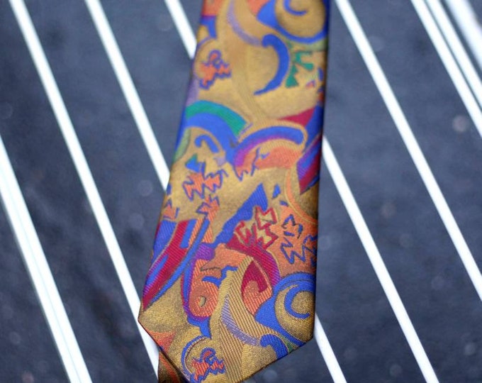 90s Artsy Necktie | Vintage Colorful Sandro Cianca Tie With Abstract ...