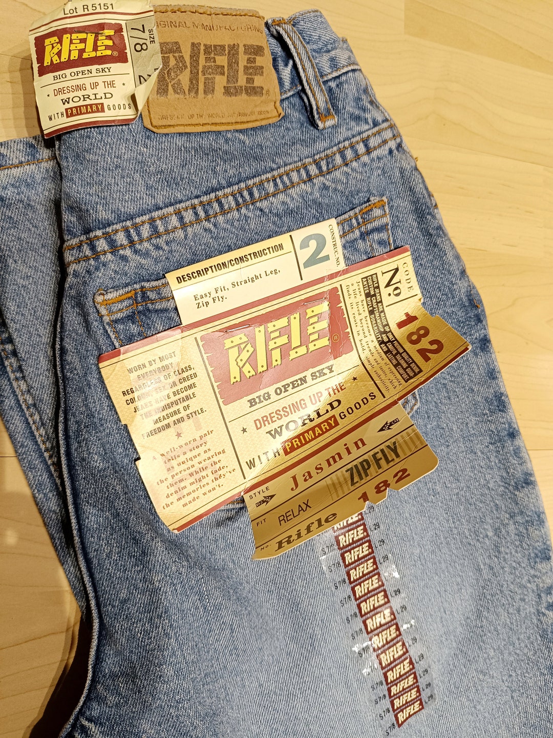 90s Rifle Jeans Vintage Deadstock Blue Pants Super Slim Denim Made in ...