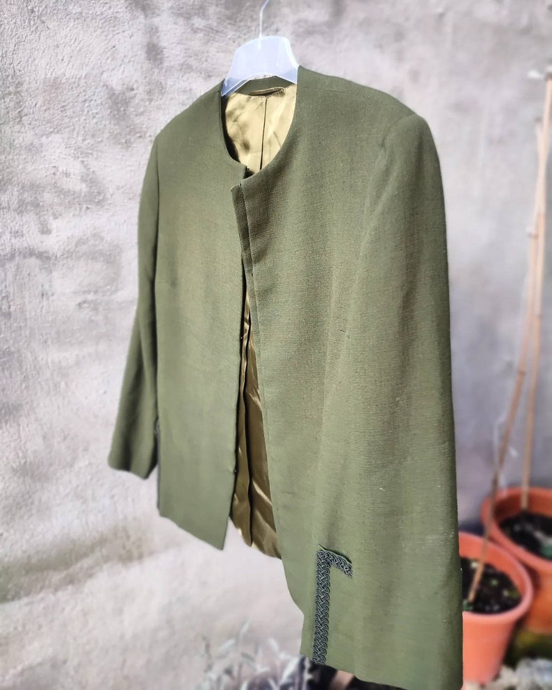 Vintage Blazer With Statement Embroidered Details Collarless - Etsy